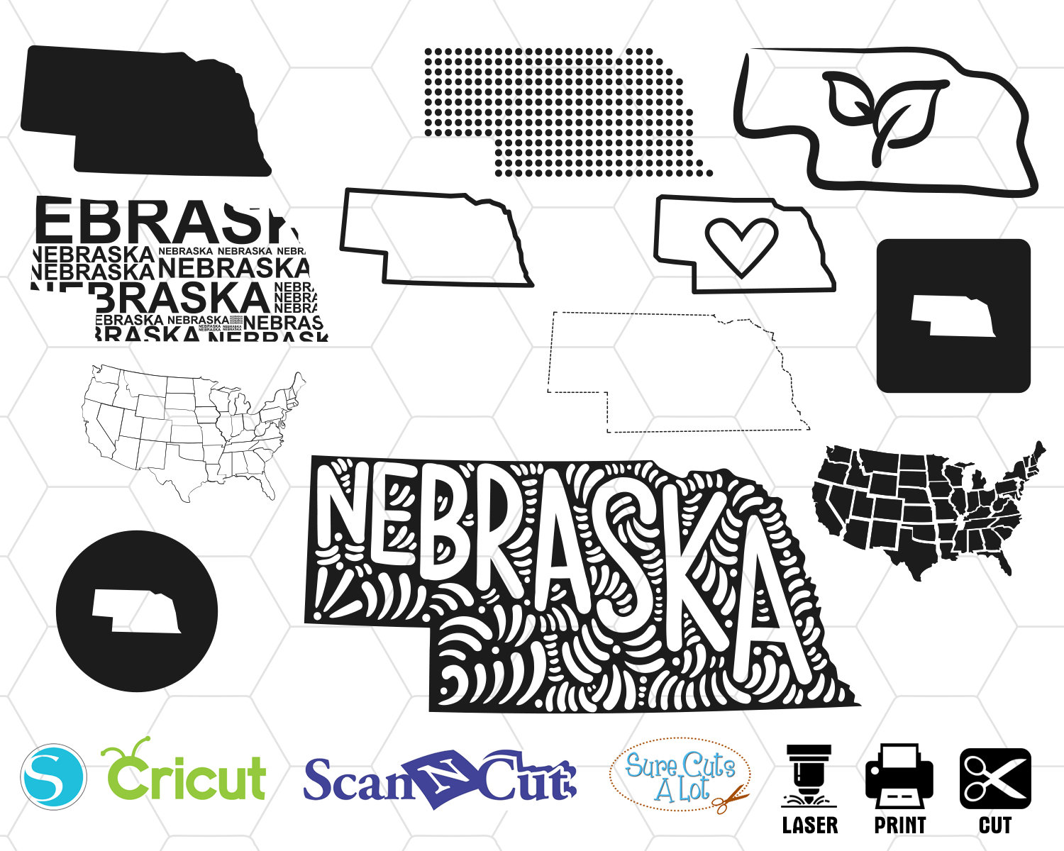 Nebraska State Svg Nebraska Map Svg State Outline Svg - Etsy India
