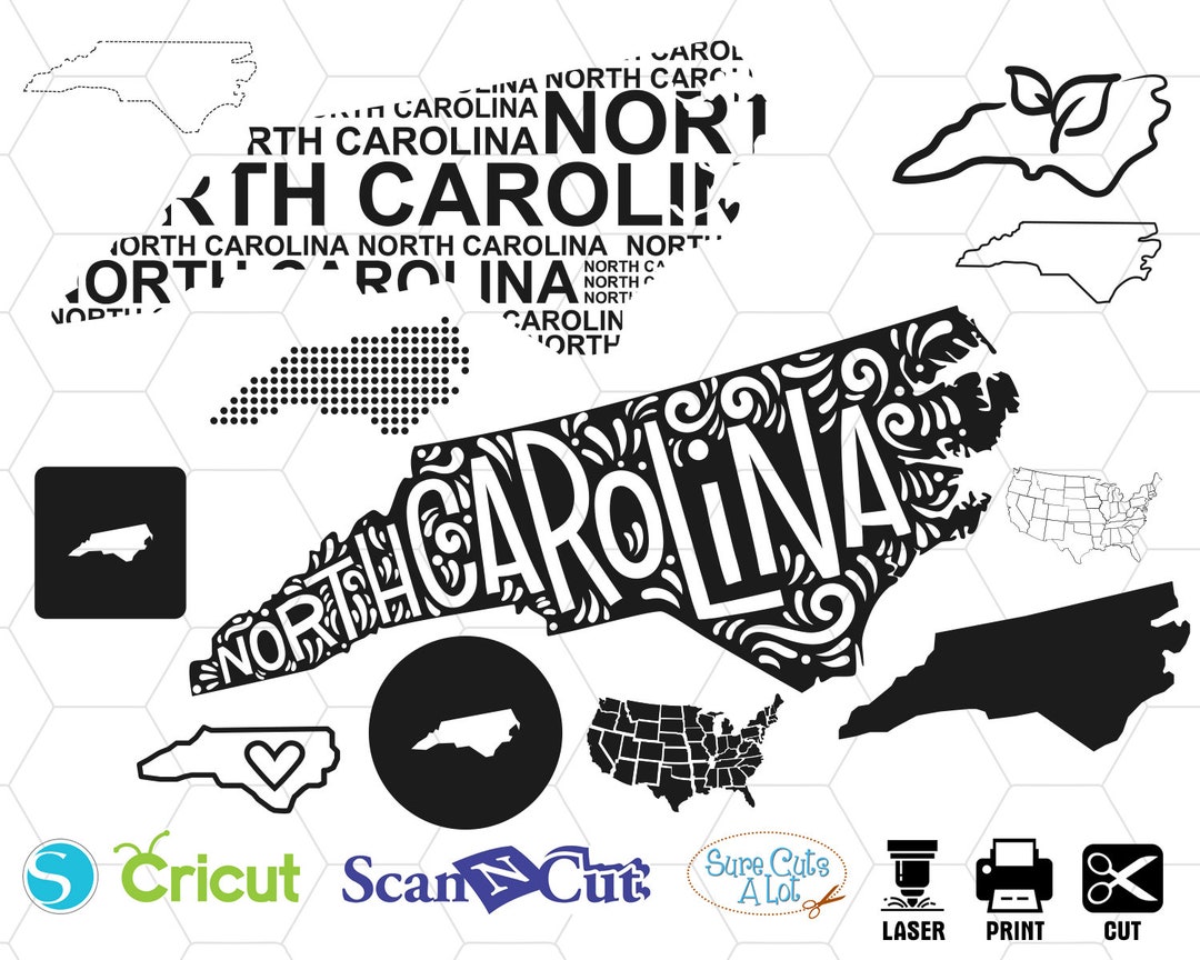 North Carolina Svg, North Carolina State Svg, Map, Pride, Native, Cameo ...