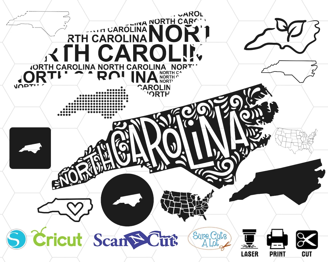 North Carolina Svg North Carolina State Svg Map Pride | Etsy