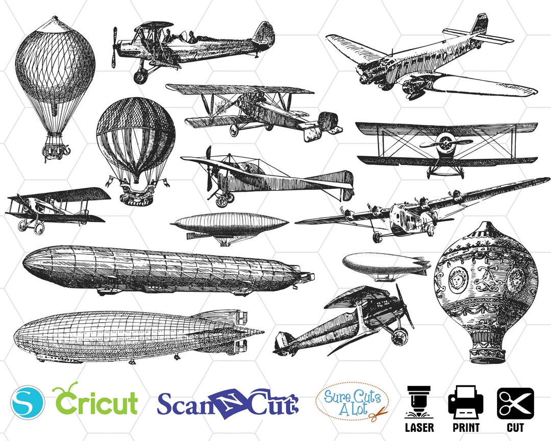 Vintage Palne Svg, Vintage Dirigible Svg, Vintage Airship Svg, Old ...