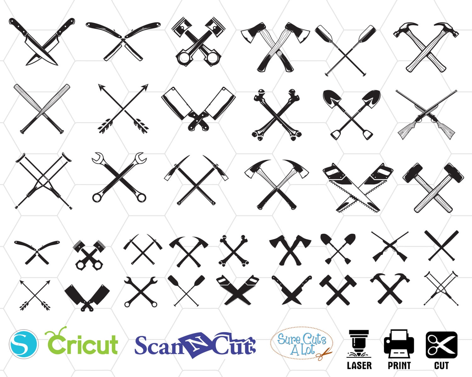 Crossed Tools Svg, Hammer Svg, Tools Clipart, Wrench Svg, Screwdriver ...