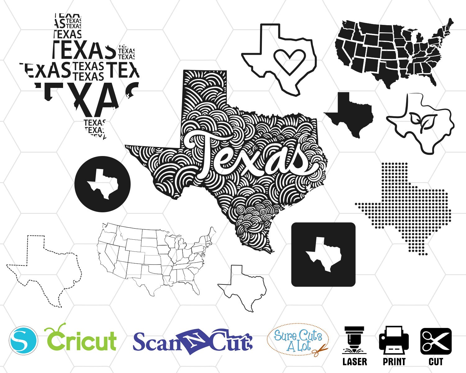 Texas State Svg Texas Monogram Svg Texas Map Svg Texas - Etsy
