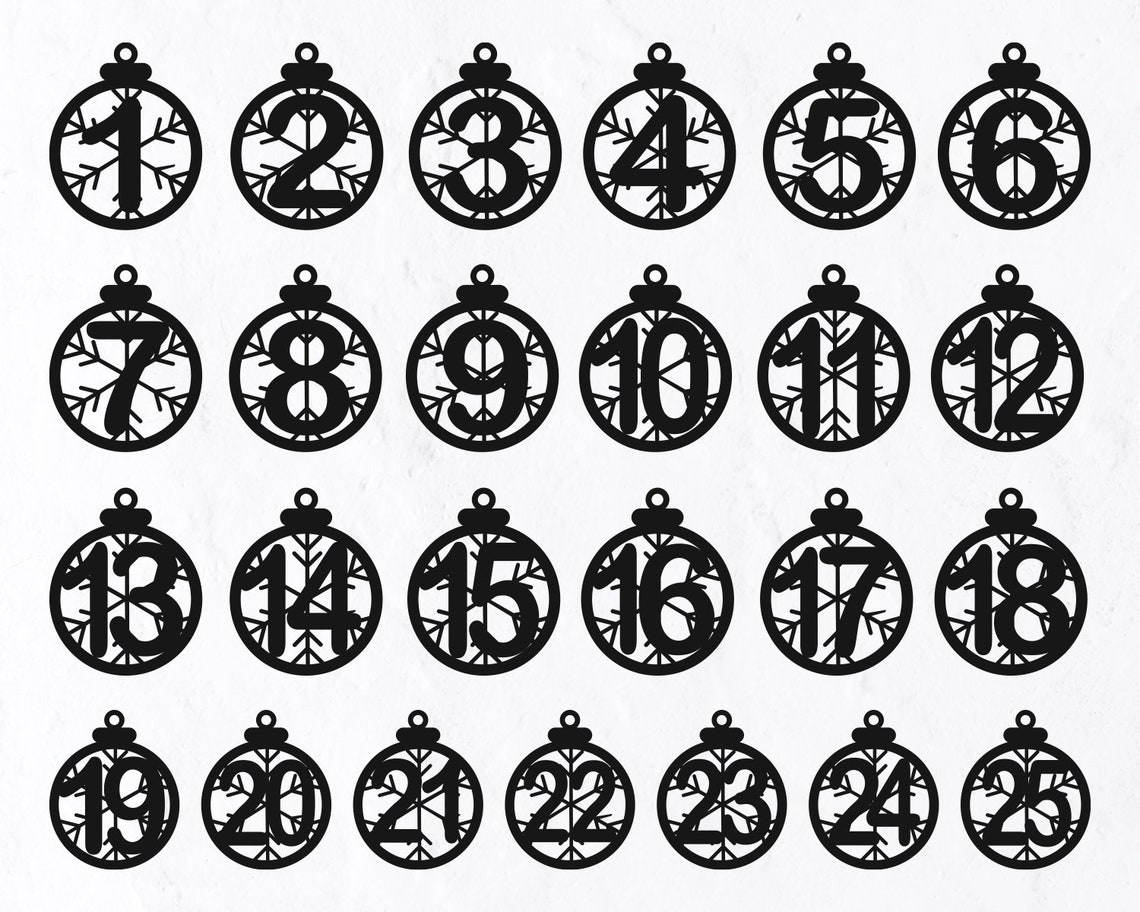 25 Advent Calendar Numbers Svg Christmas Count SVG Christmas - Etsy