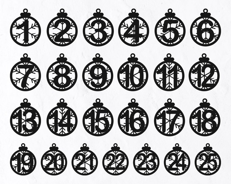 25 Advent Calendar Numbers Svg Christmas Count SVG Christmas - Etsy