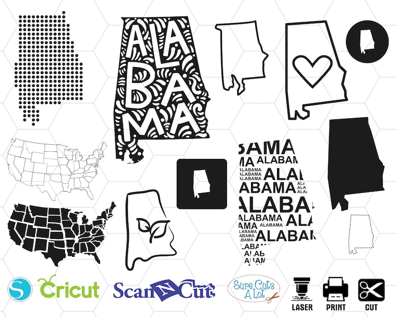 ALABAMA SVG Sweet Home Alabama Alabama Dxf Svg Cutting - Etsy