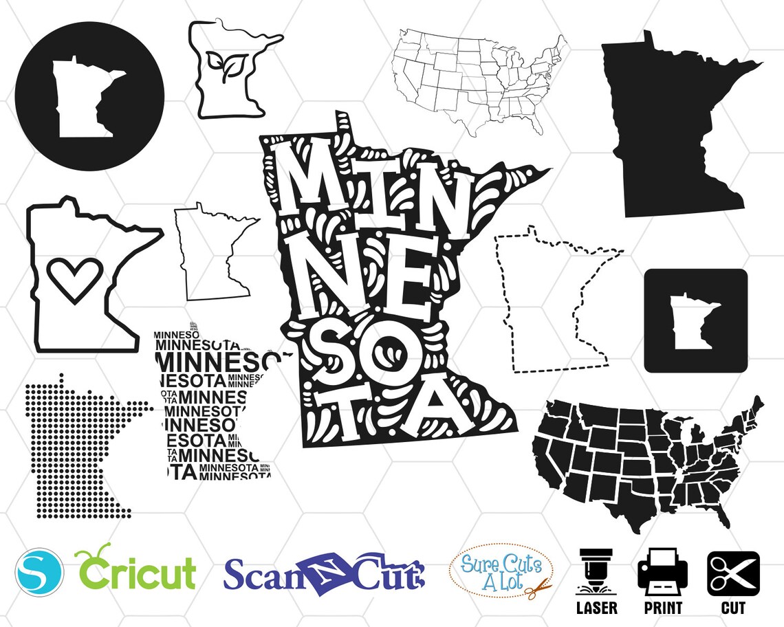 Minnesota State Svg, Minnesota Map Svg, Silhouette, Outline, Cricut ...