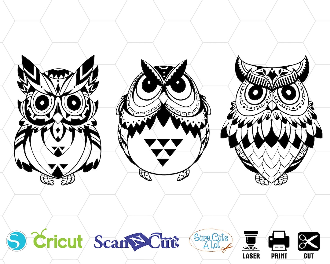 Owl Silhouette Svg, Papercut Owl, Owl Print, Owl Design, Zentangle Owl ...