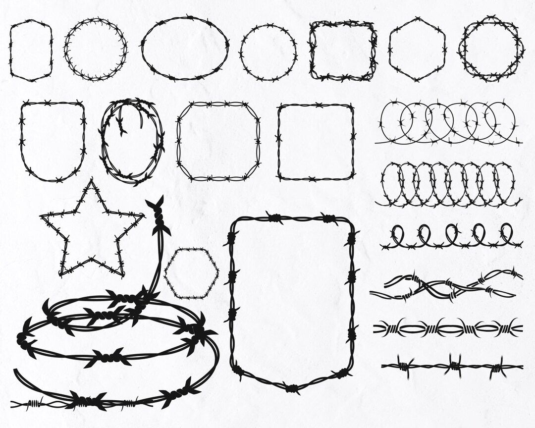 Barbed Wire SVG Bundle, Barbed Wire Svg, Barbed Svg, Barbed Wire Frame ...
