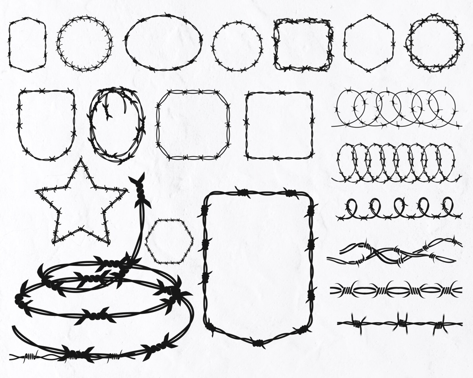 Barbed Wire SVG Bundle, Barbed Wire Svg, Barbed Svg, Barbed Wire Frame ...