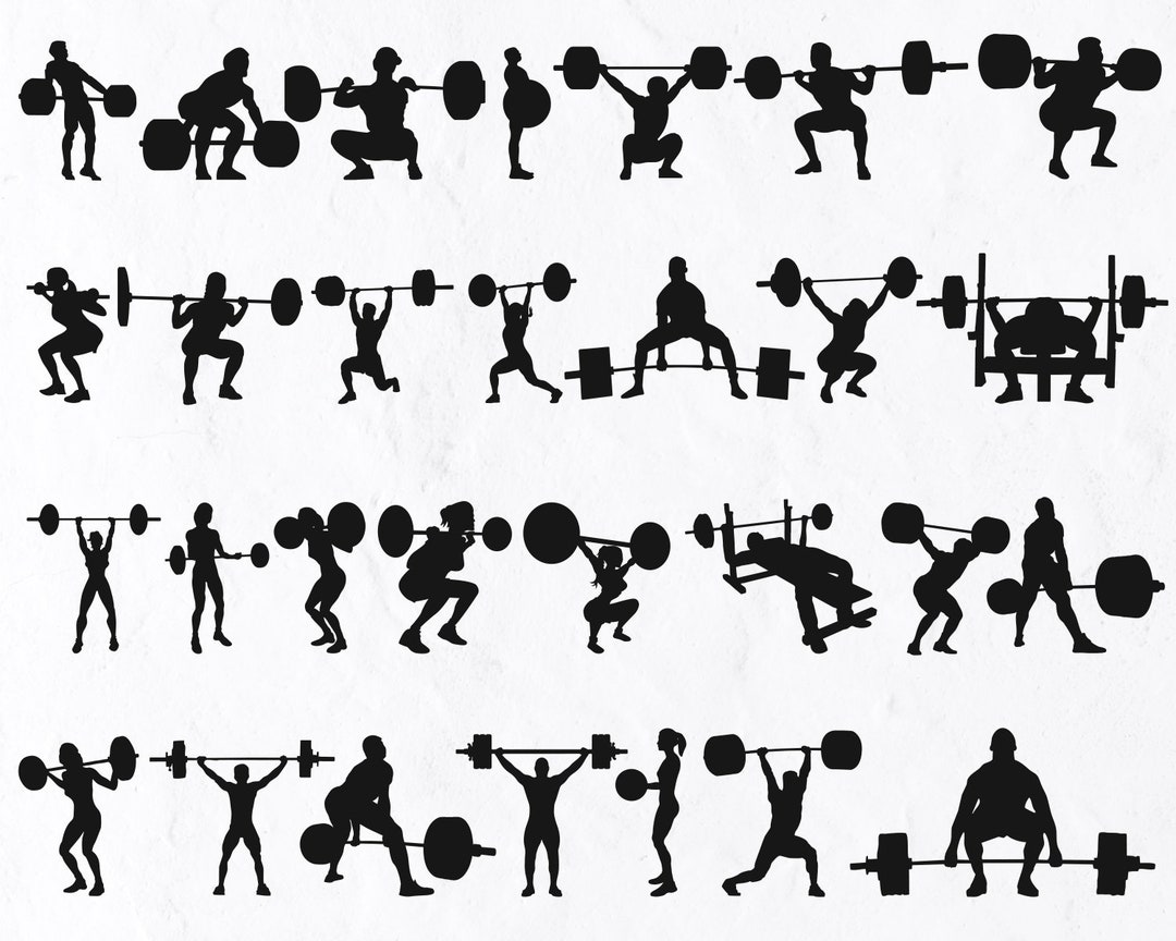 29 Weightlifting Silhouettes Svg, Barbell Monogram, Barbell Clipart ...