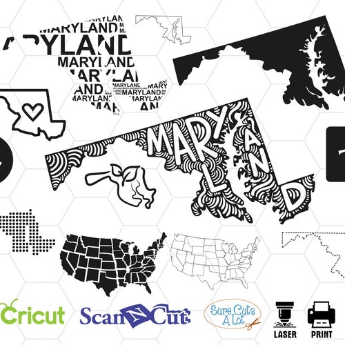 Maryland State Svg Maryland Map Svg Outline Silhouette | Etsy