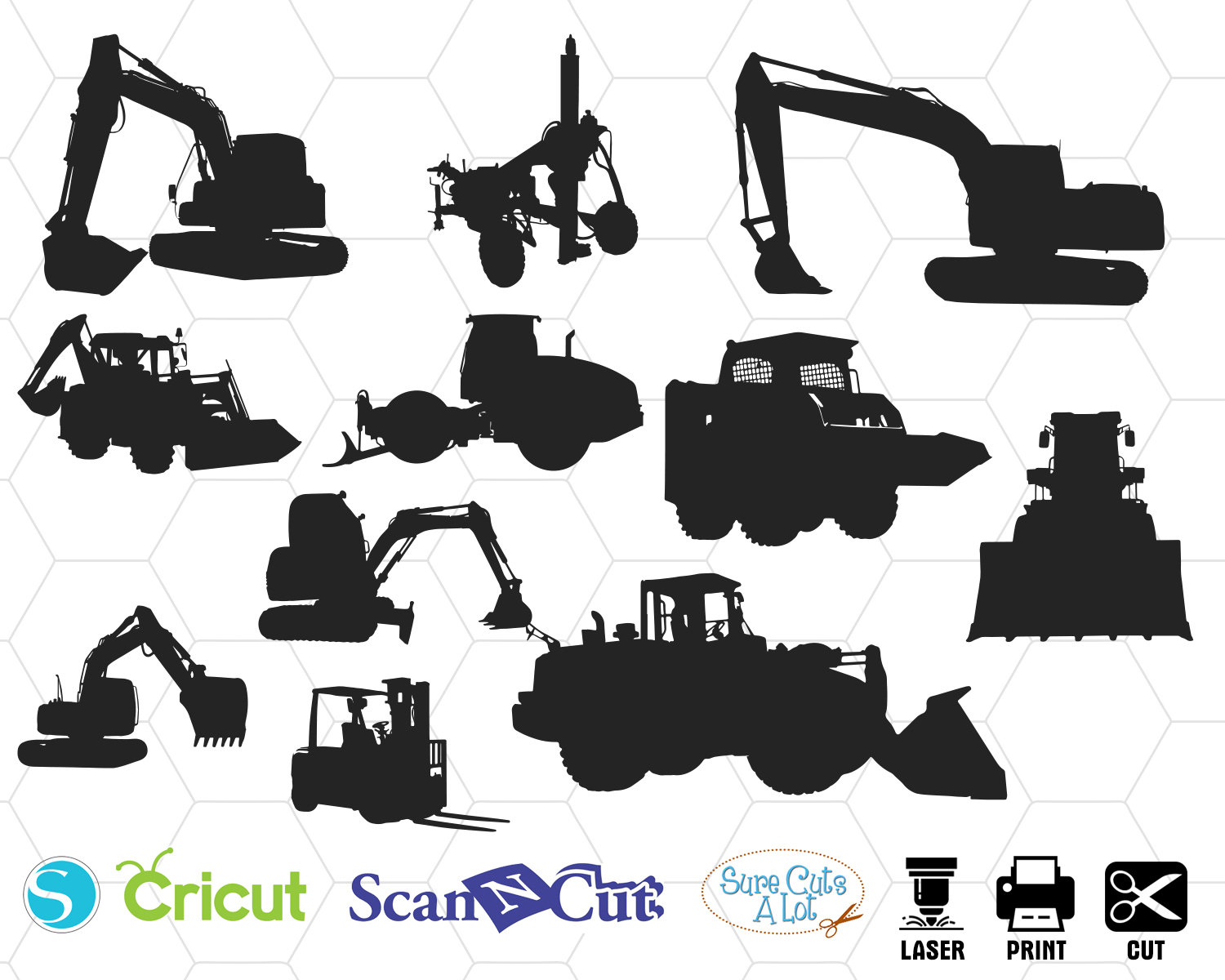 CONSTRUCTION MACHINES Svg Tractor Svg Construction Svg Dump - Etsy