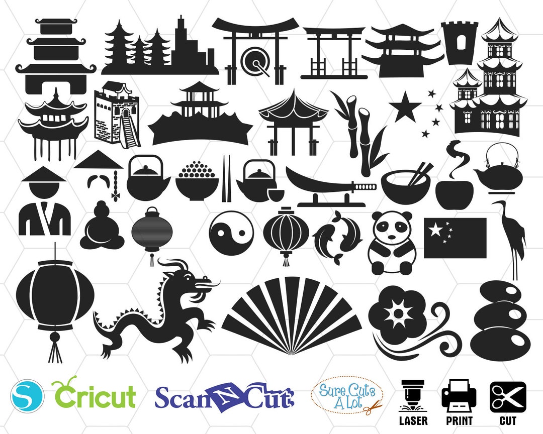 China Sing and Symbol Pack Silhouette Svg Bundle, China Cricut, China ...