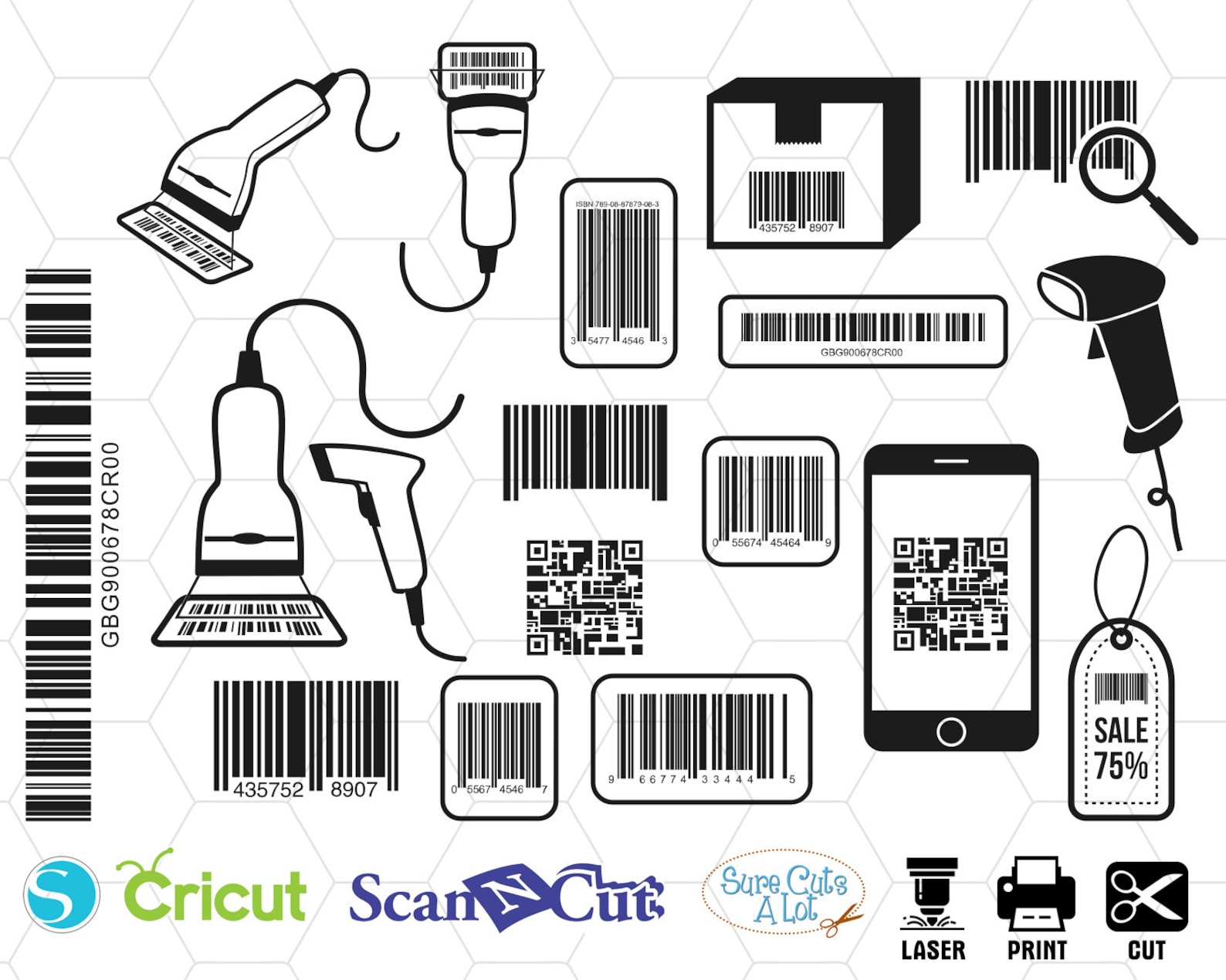 Barcode Scanner Svg, Barcode Clipart, Silhouette Svg, Barcode Svg File ...
