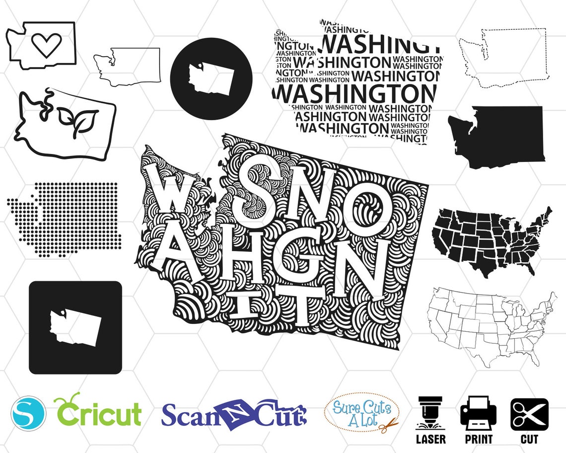 Washington State Svg Uniten States Svg Usa Svg Map Svg | Etsy