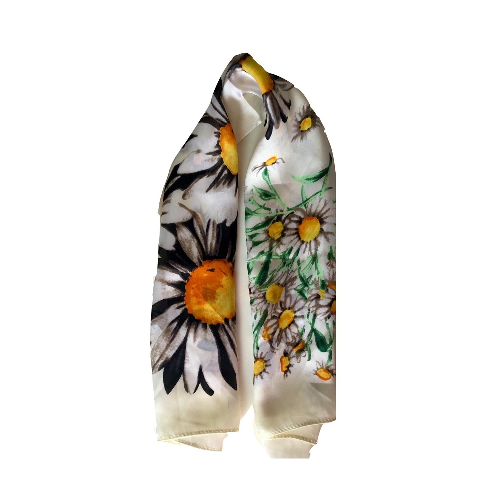 Daisy Scarf White Daisy Silk Polyester Scarf | Etsy