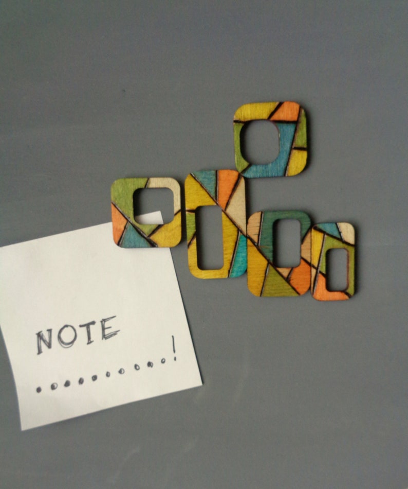 Art Magnets Mid Century Modern Magnets Wood Magnets Retro - Etsy