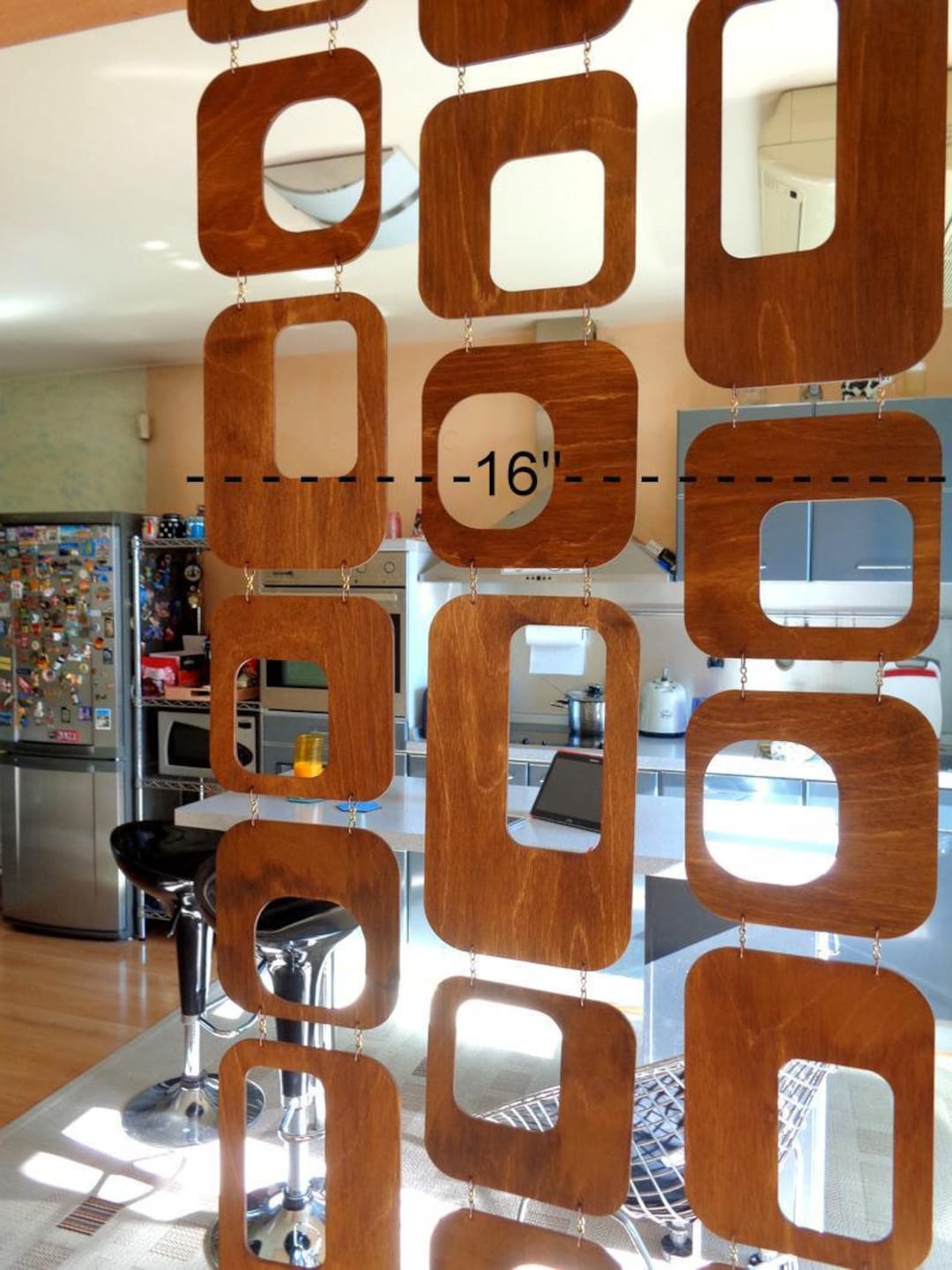 Mid Century Modern Wood Room Divider, Hanging Decorative Screen (16 ...