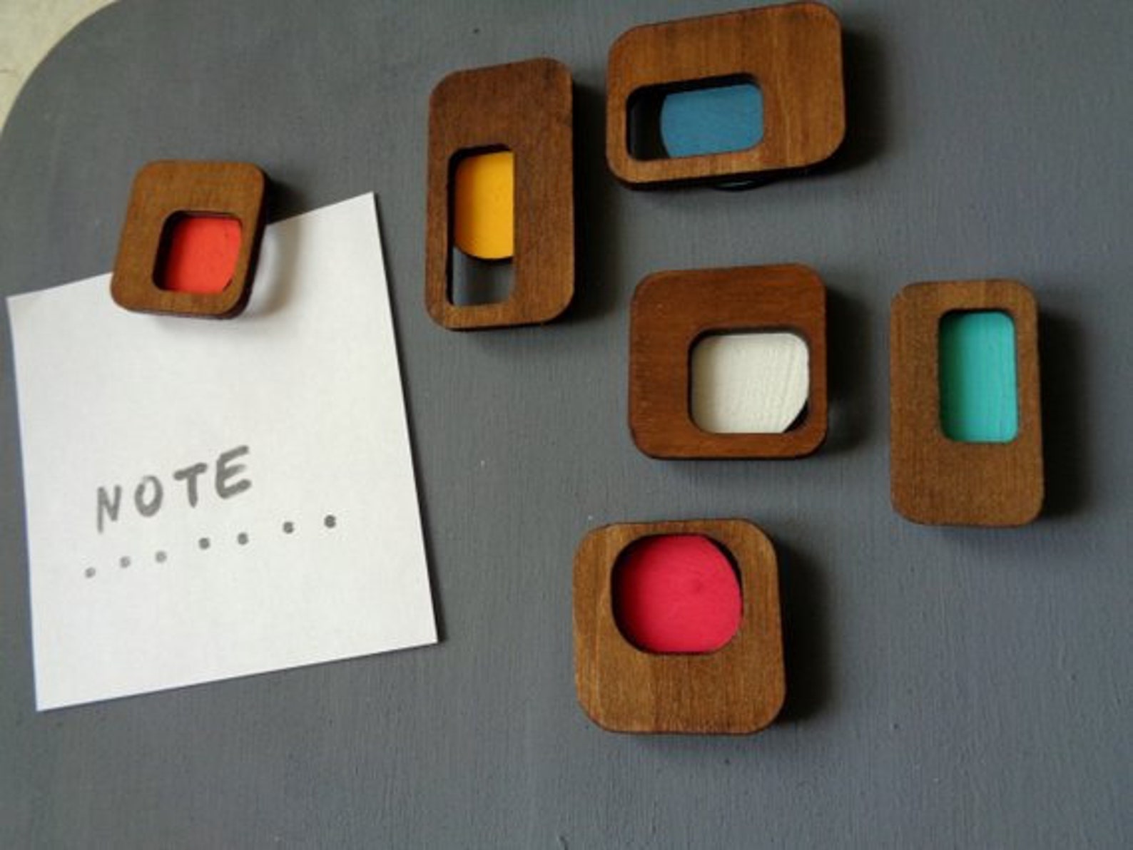 Mid Century Modern Wood Magnets: Retro Geometric Decor - Etsy