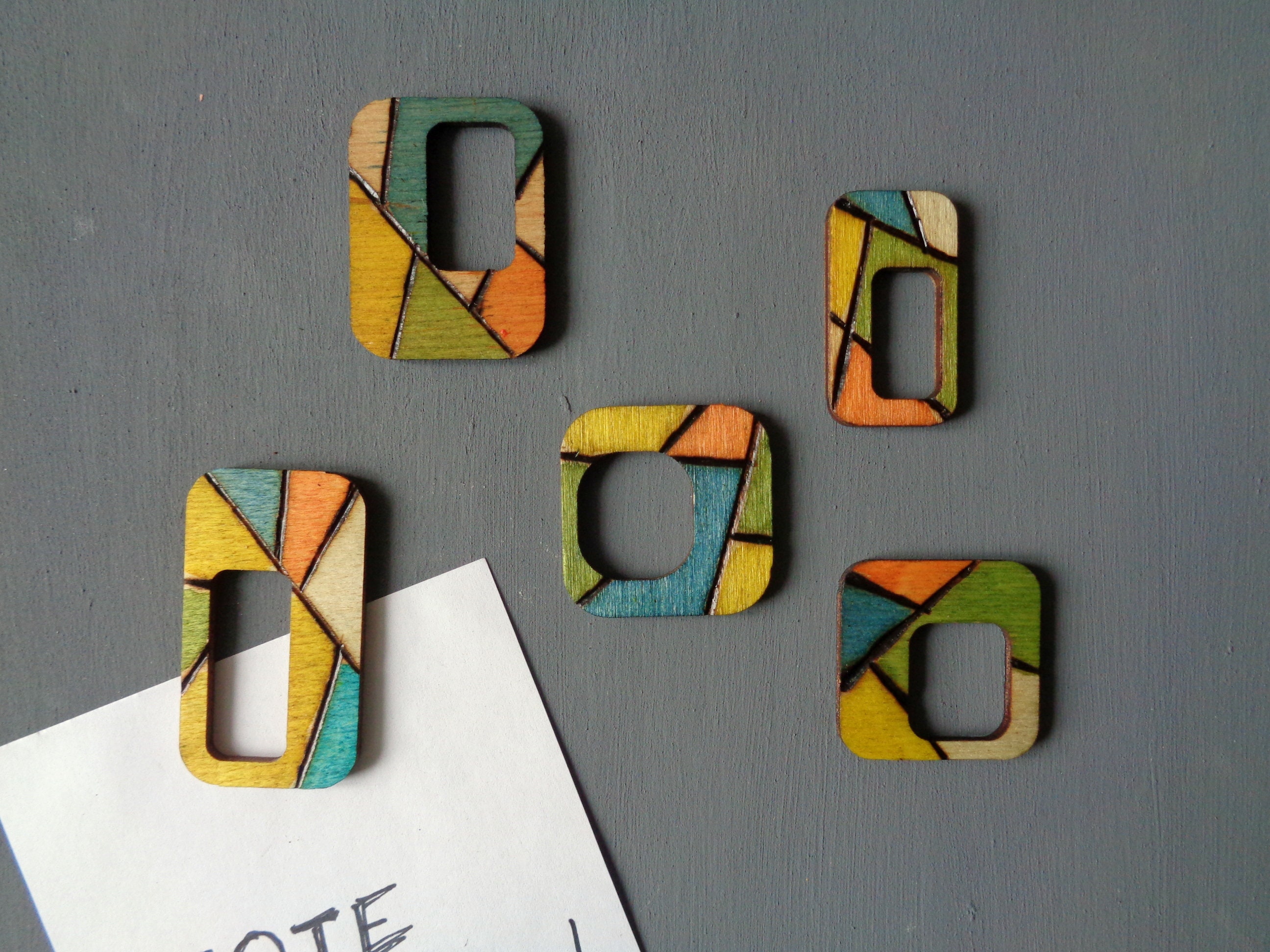 Art Magnets Mid century modern magnets Wood magnets Retro | Etsy