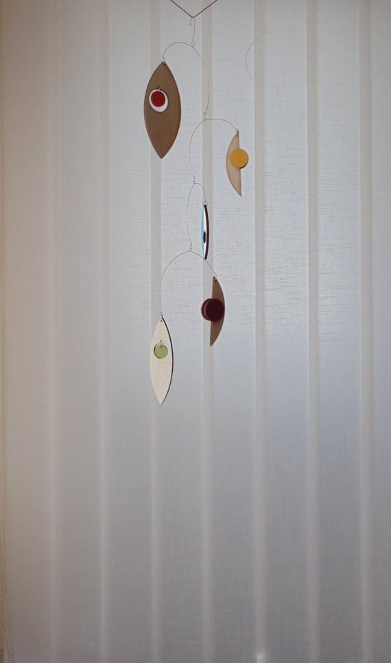Geometric Mobile, Minimalist Home Decor, Wooden Leafs Hanging Mobile ...