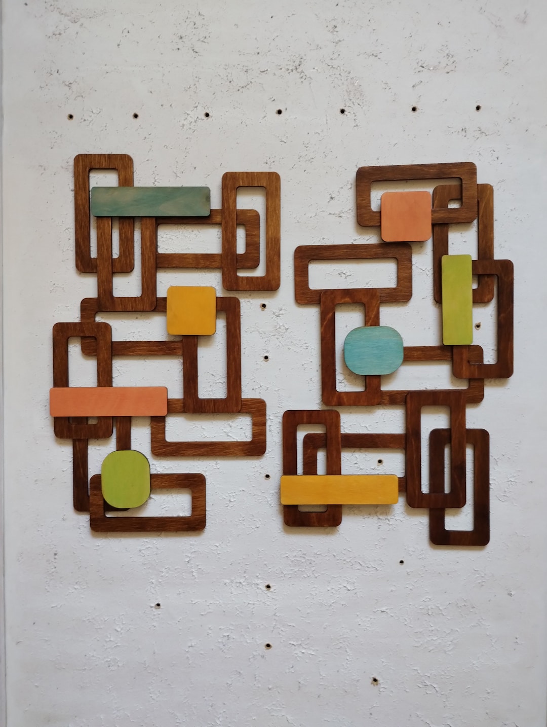 Retro Modern Wall Decor, H16"xw20", Mid Century Modern Wall Art, Wood ...