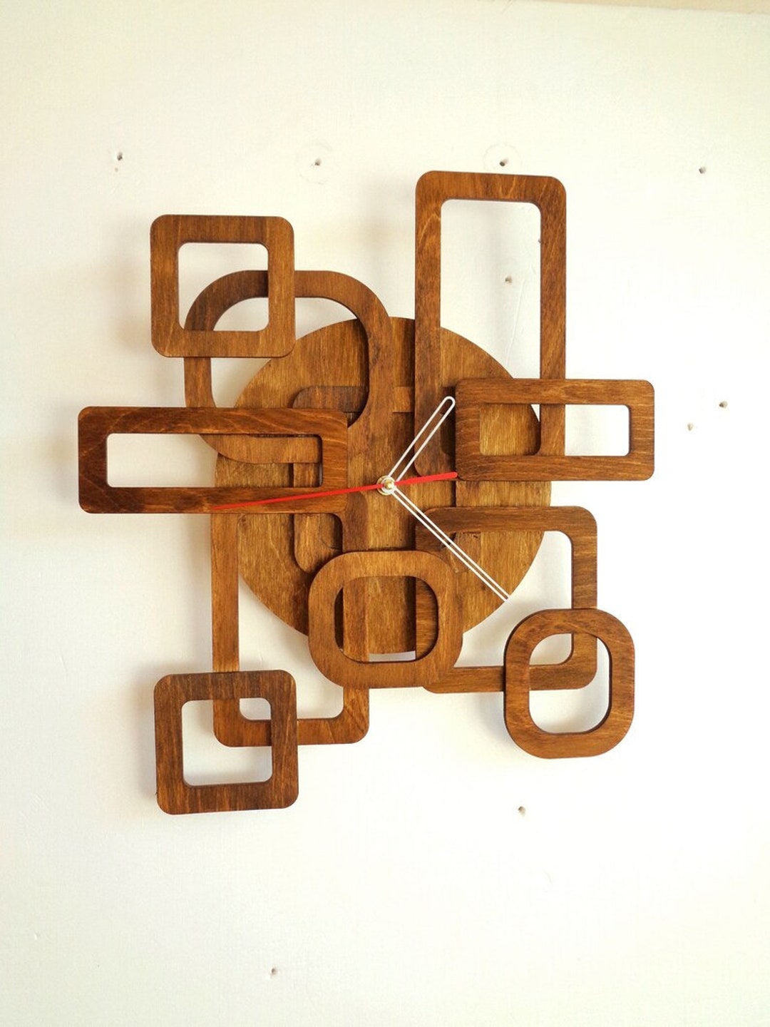 Mid Century Modern Clock, Wood Clock, Wall Art Clock, Retro Wooden ...