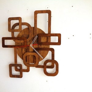 Mid Century Modern Clock, Wood Clock, Wall Art Clock, Retro Wooden ...