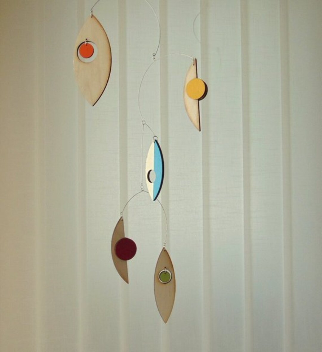 Geometric Mobile, Minimalist Home Decor, Wooden Leafs Hanging Mobile ...