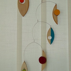 Geometric Mobile, Minimalist Home Decor, Wooden Leafs Hanging Mobile ...