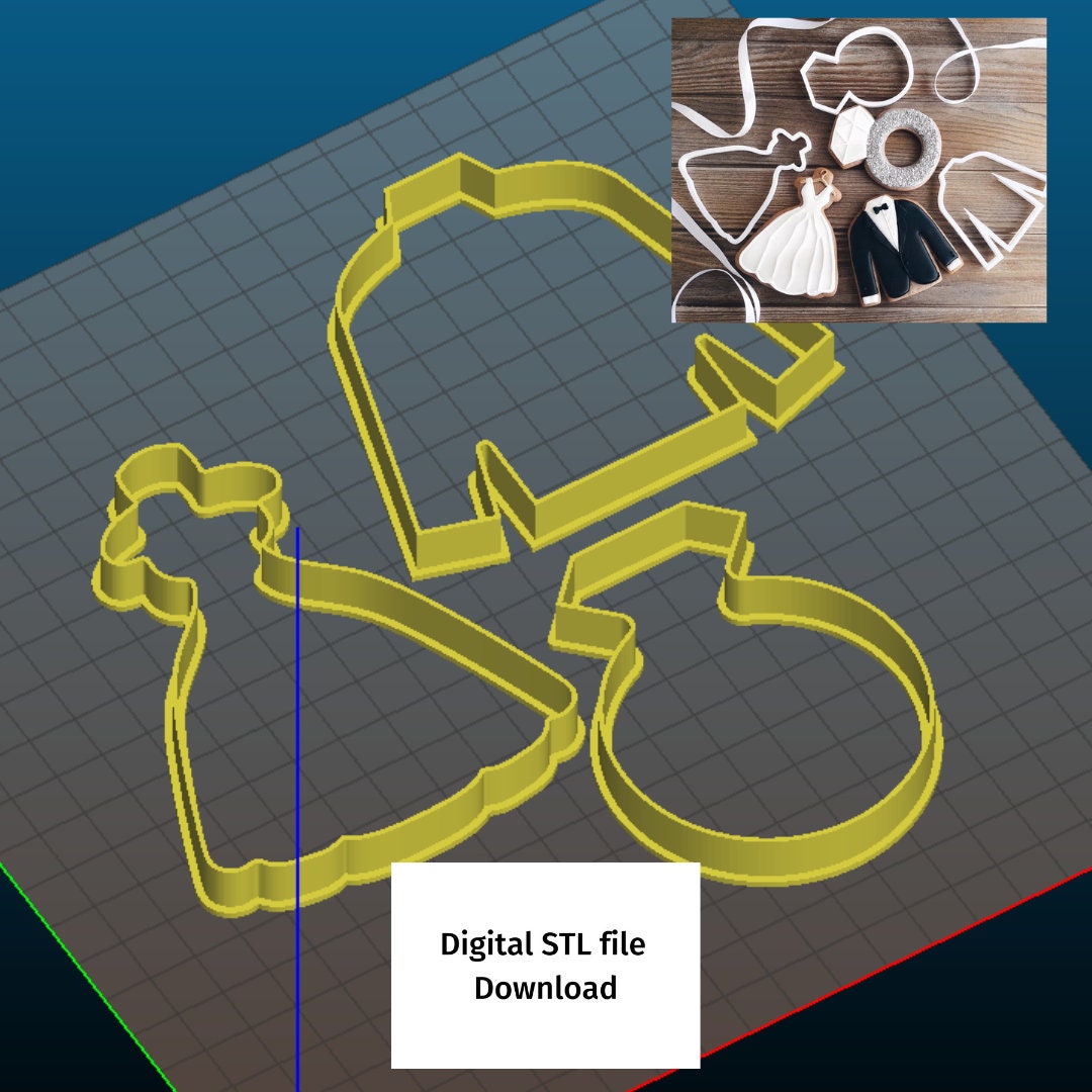 Digital STL Files Download Wedding Cookie Cutter Set Includes 3 STL ...