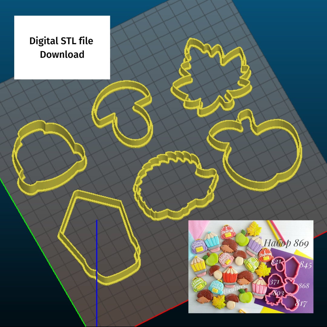 6 Digital STL Files Downloads School Set Autumn Set Cookie Cutters ...