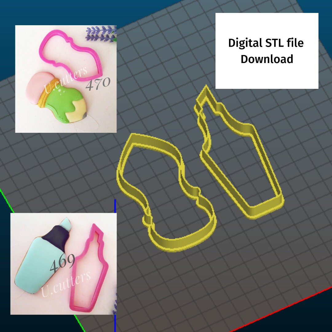 3 Digital STL Files Downloads Marker and Pencil Cookie Cutter Printable ...