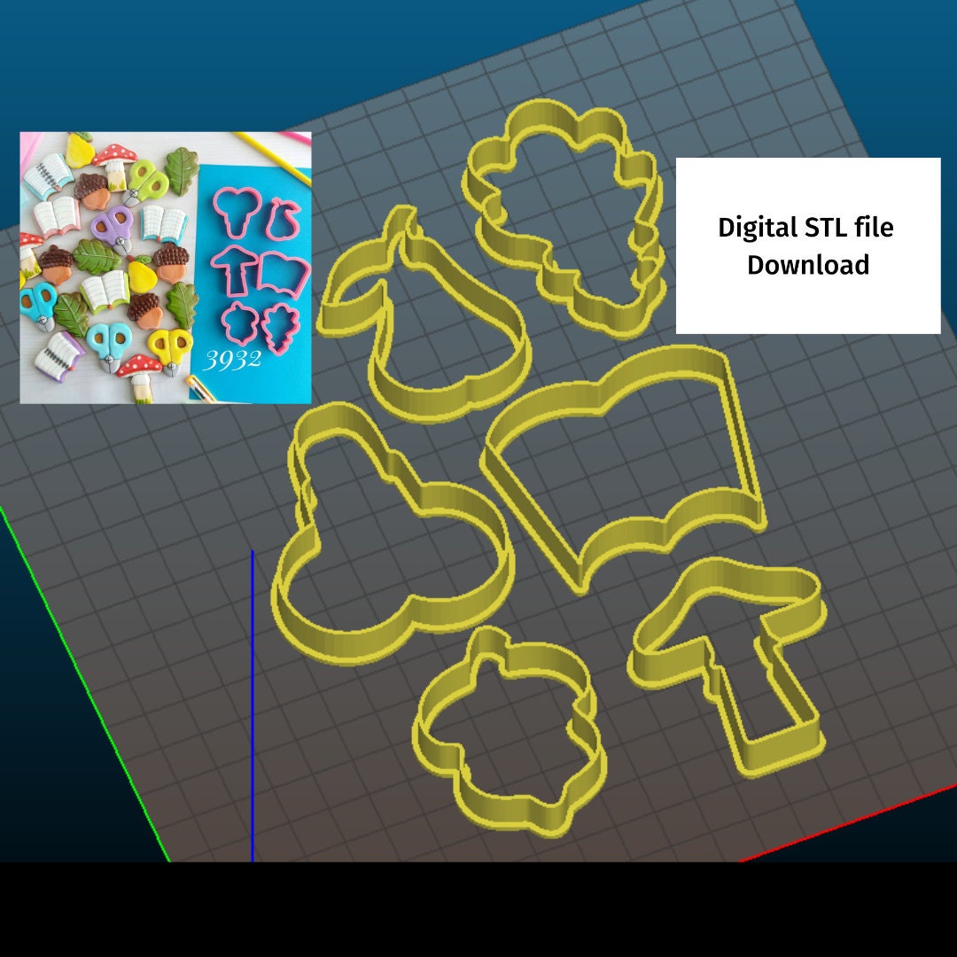 6 Digital STL Files Download School Set Cookie Cutter Printable Cookie ...