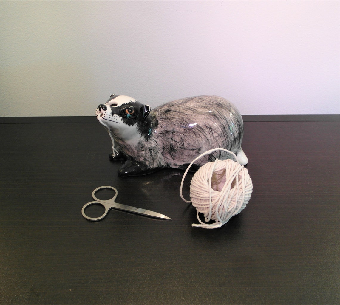 Babbacombe Pottery Ceramic Badger String & Scissor Holder - Etsy UK