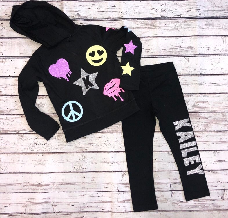 Girls Zip up Hoodie and Personalized Leggings Set - Etsy