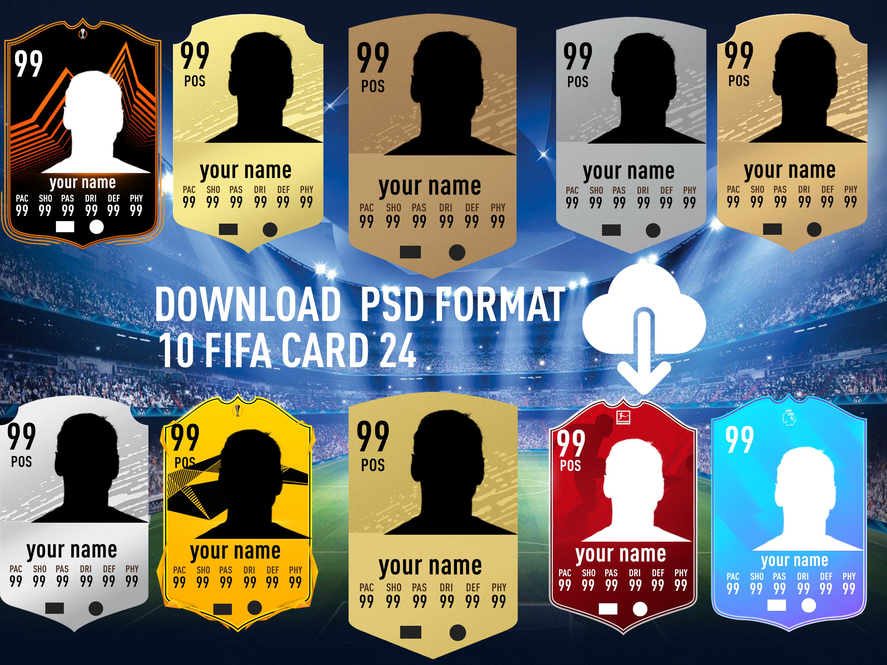 FIFA Cards Template 2024 PSD Format - Etsy