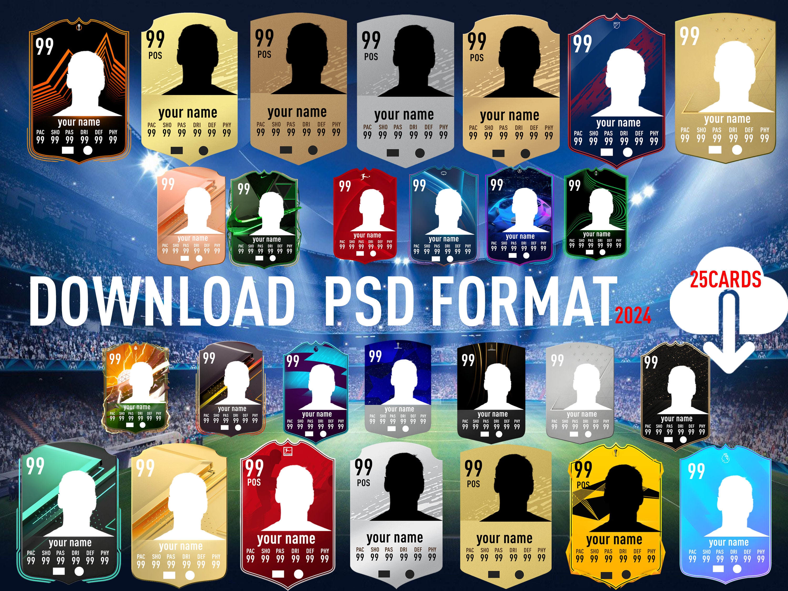 Plantilla FIFA Card 2024 PSD Png fut Descarga de tarjeta - Etsy España