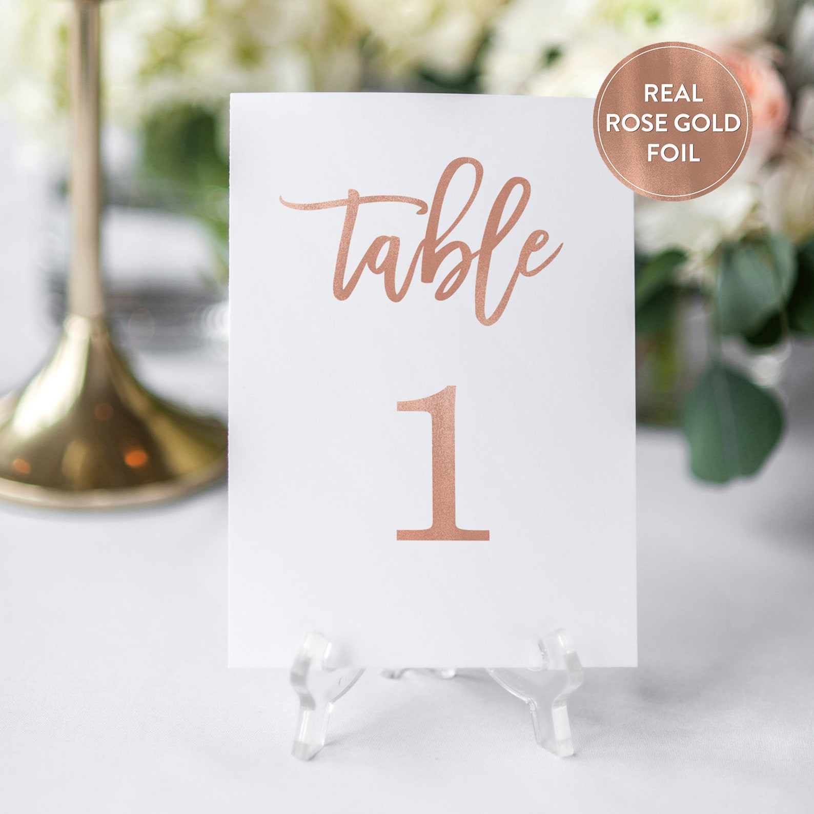 PRINTED Premium GOLD Foil Wedding Table Numbers, 4x6 Calligraphy Foil ...