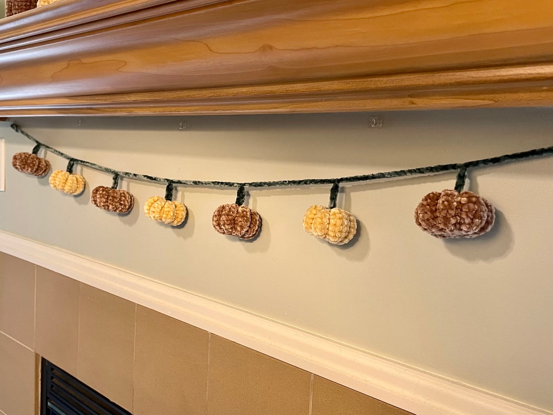 Velvet Crochet Pumpkin Plushie Chain - Mini Gourd Garland - Fall ...