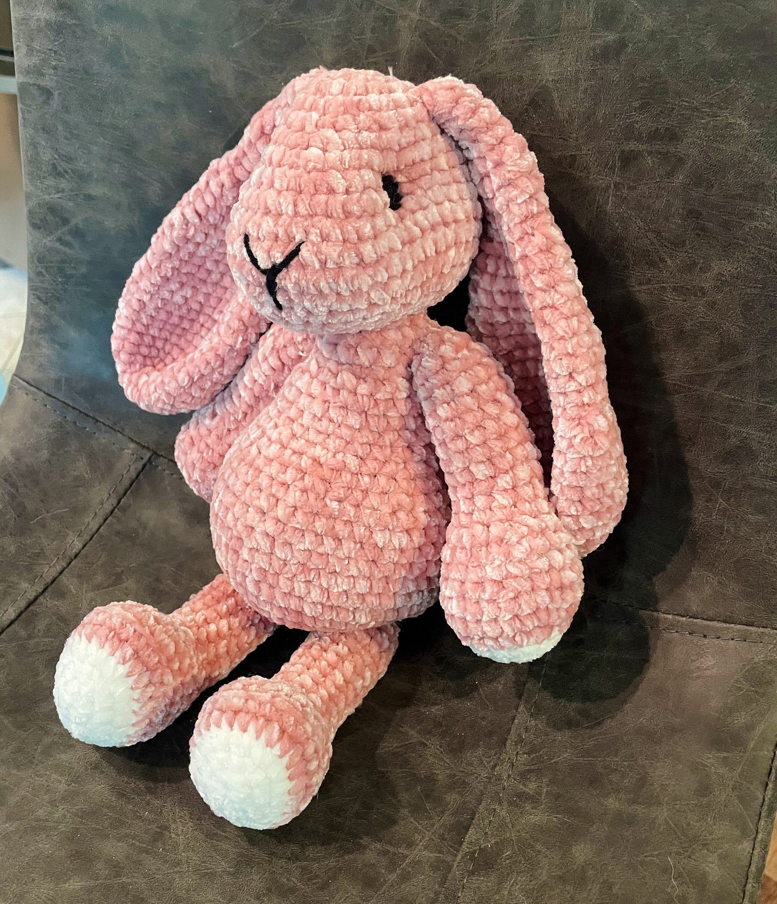 Stuffed Velvet Crochet Bunny - Etsy