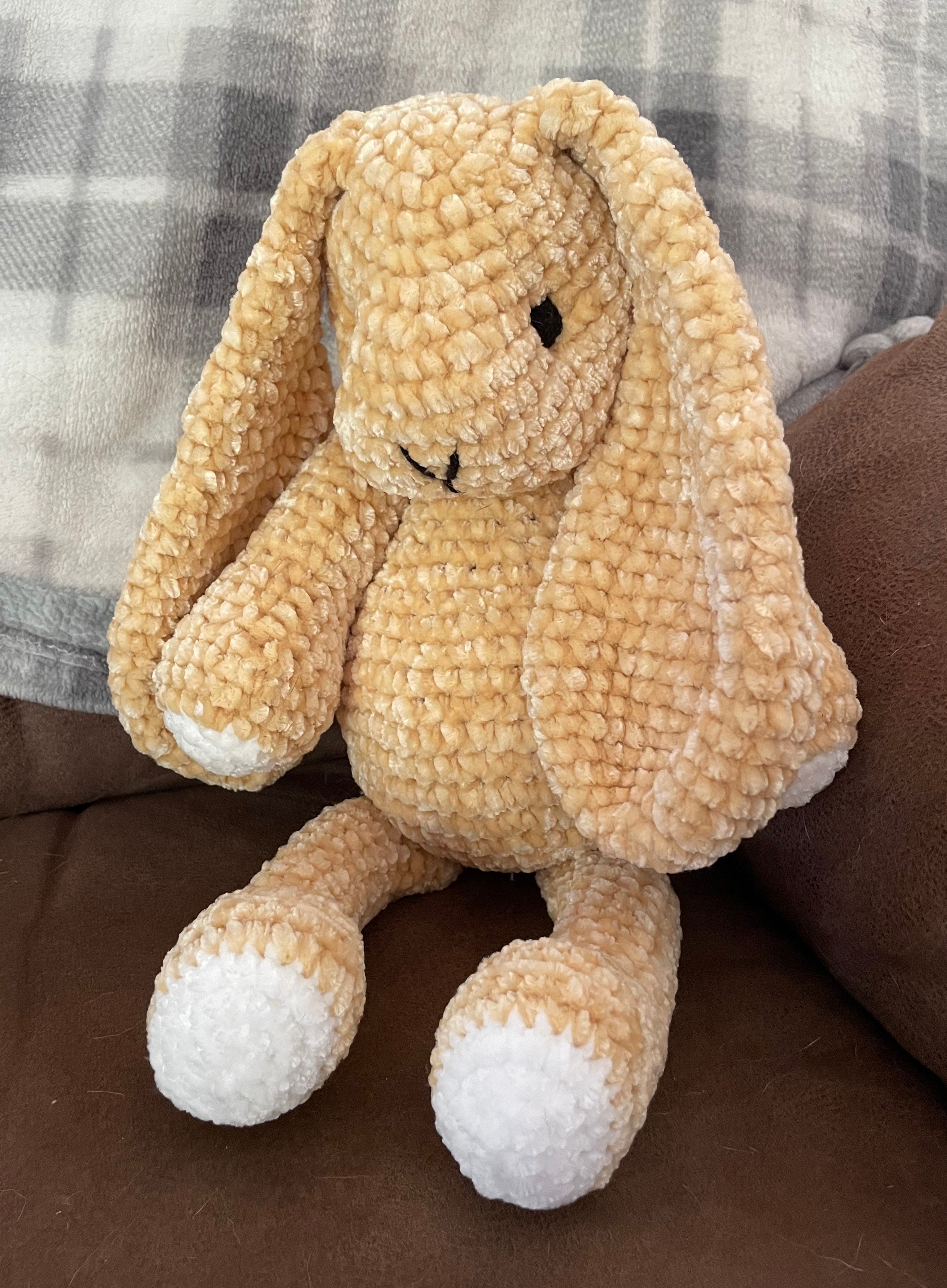 Stuffed Velvet Crochet Bunny | Etsy