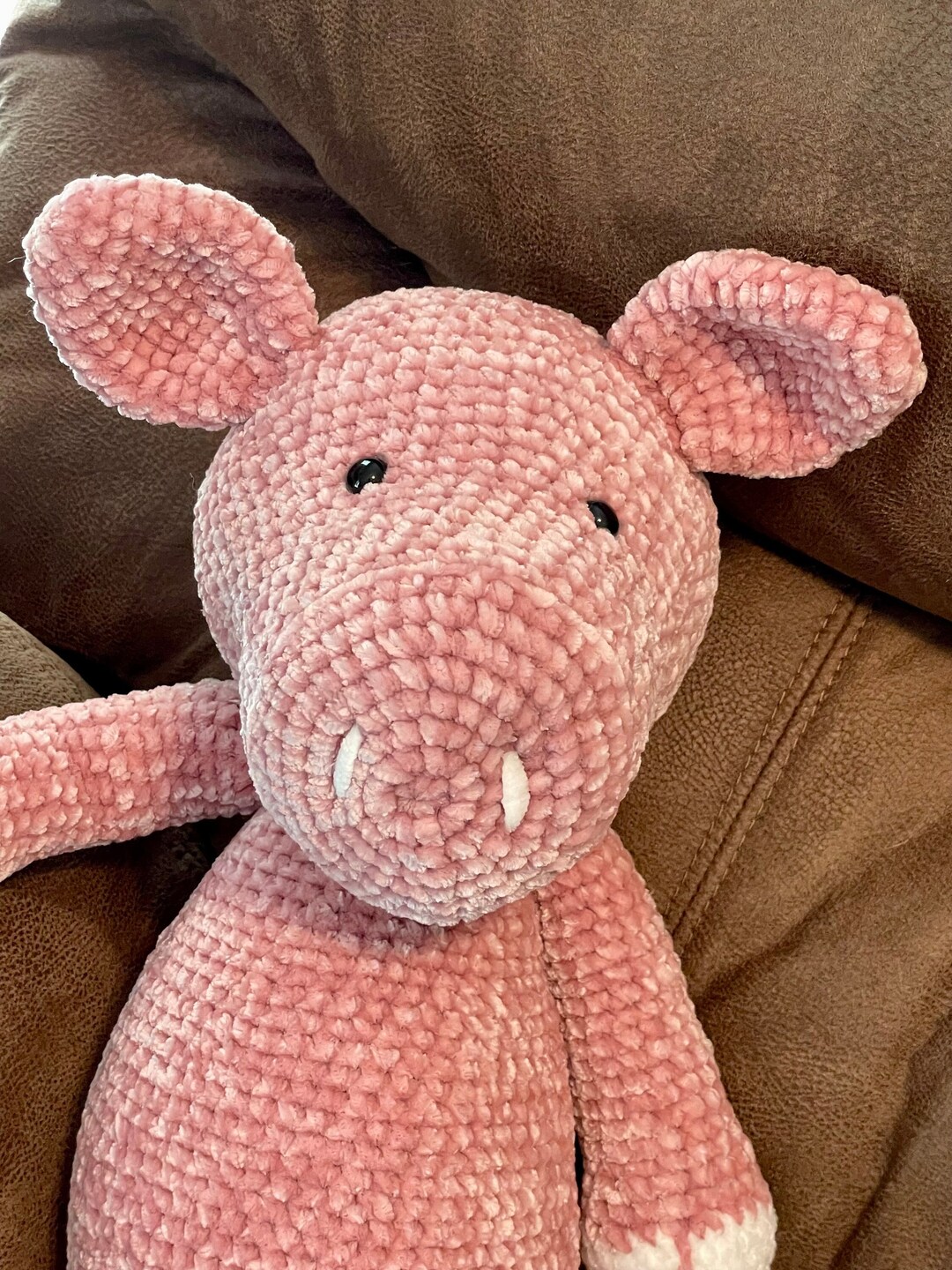 Velvet Piggy Stuffy - Crochet Stuffed Piggy - Large - Etsy