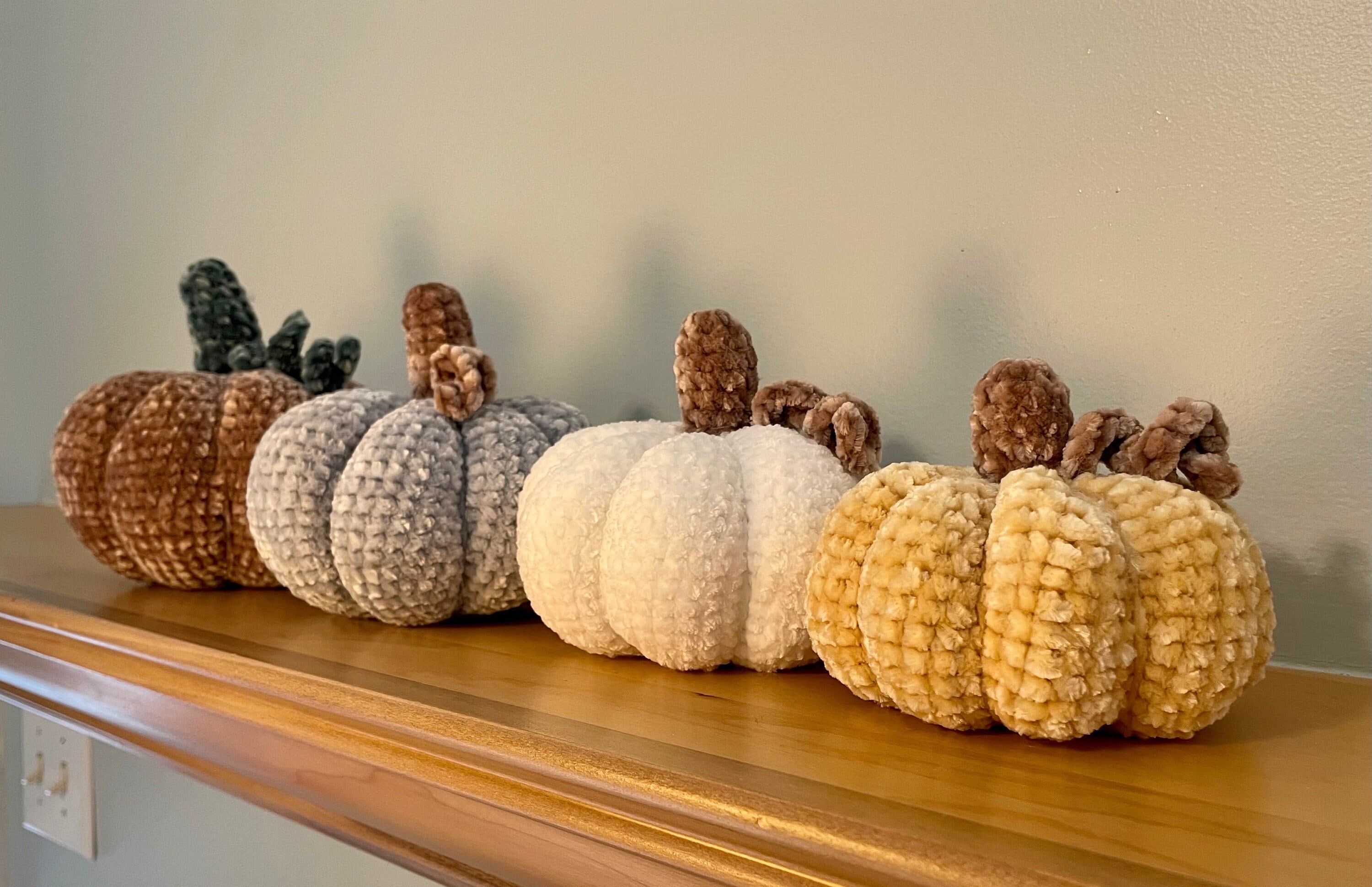 Pack of 4! Velvet Crochet Pumpkin Plushie - Small, Medium, Large ...