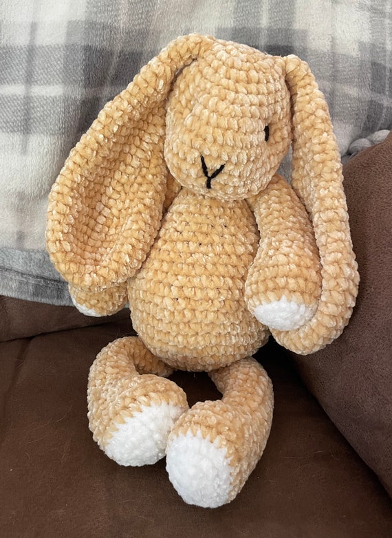 Stuffed Velvet Crochet Bunny | Etsy
