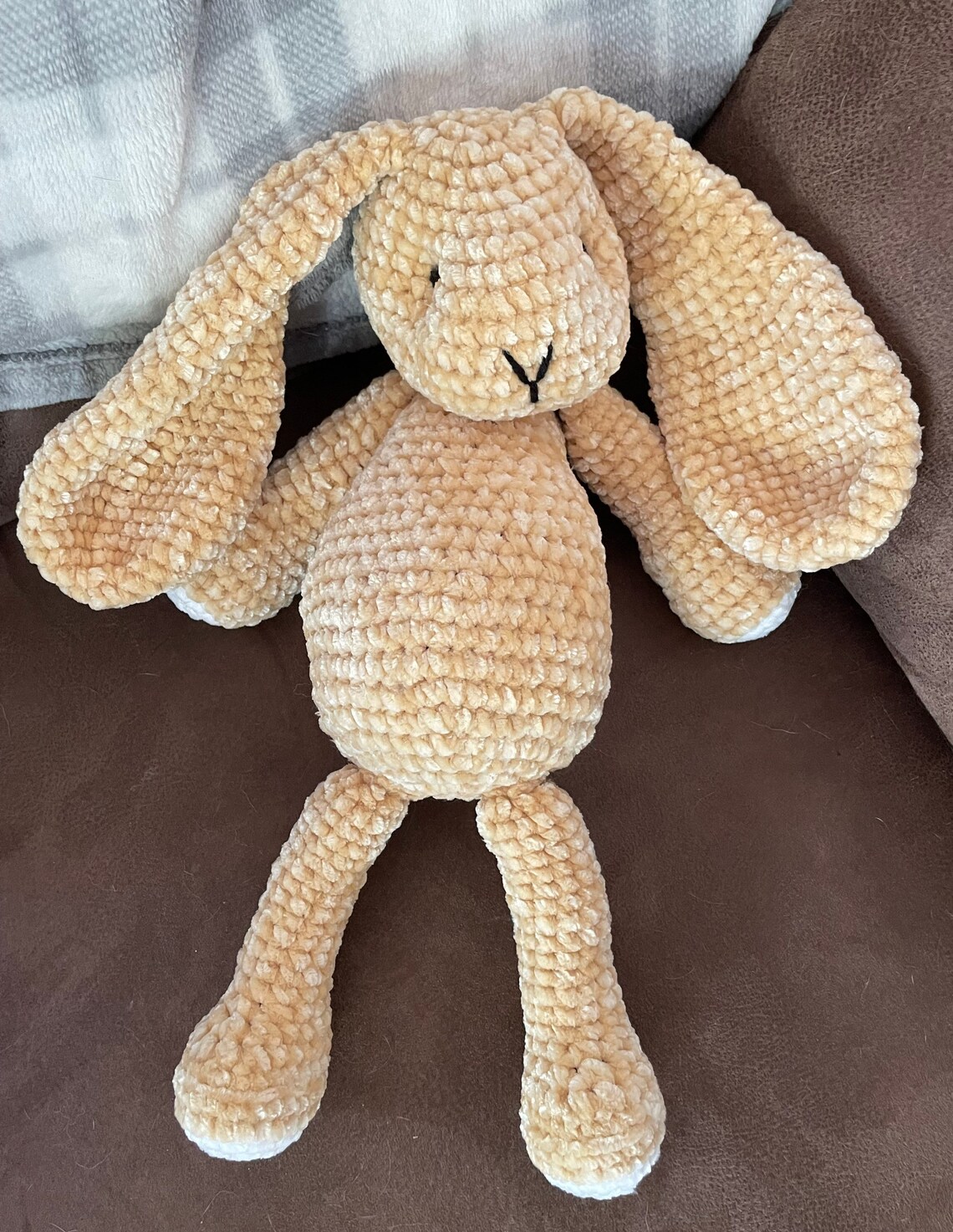 Stuffed Velvet Crochet Bunny | Etsy