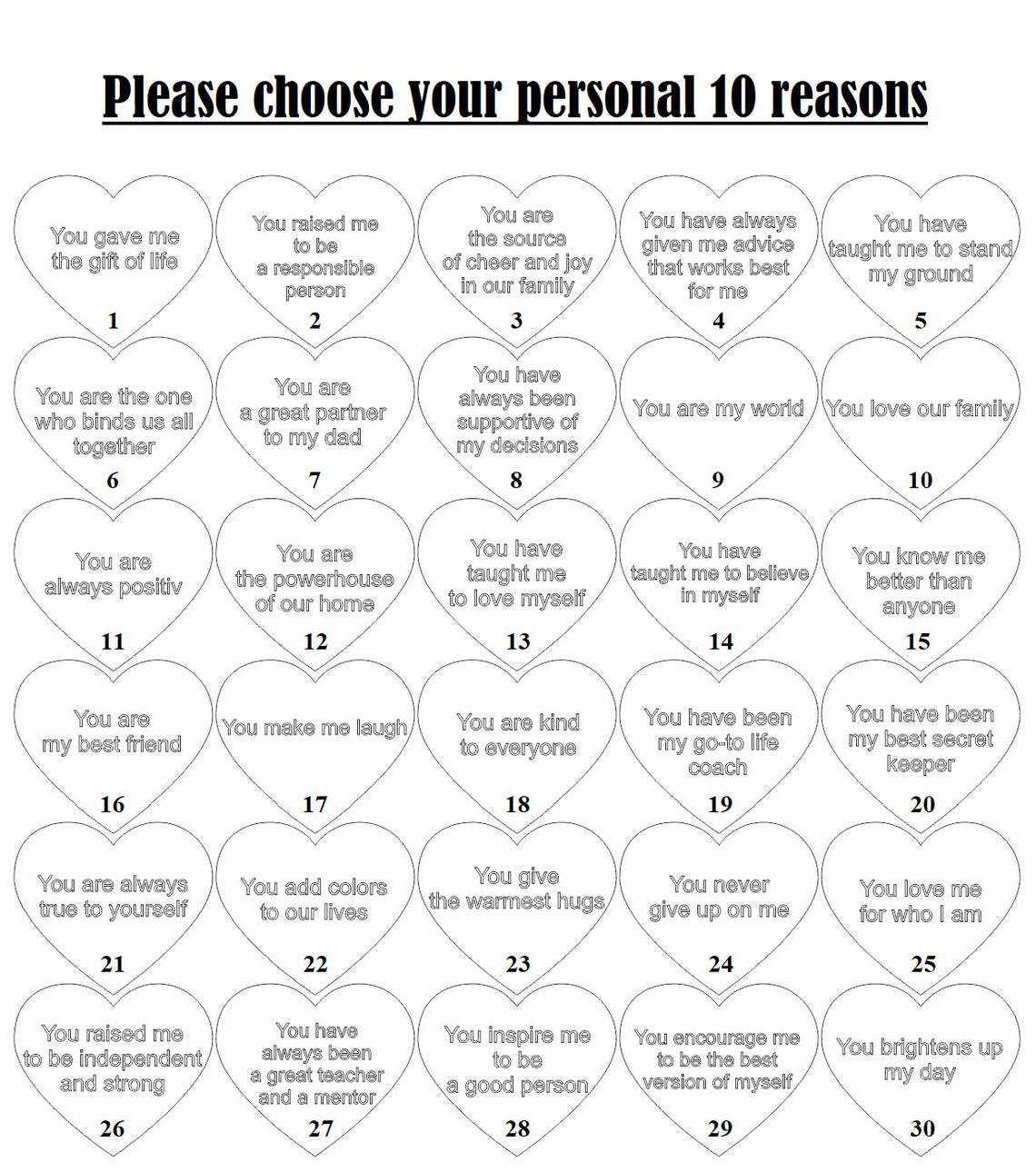 Personalized Mothers Day Gift 10 Reasons Why I Love You | Etsy