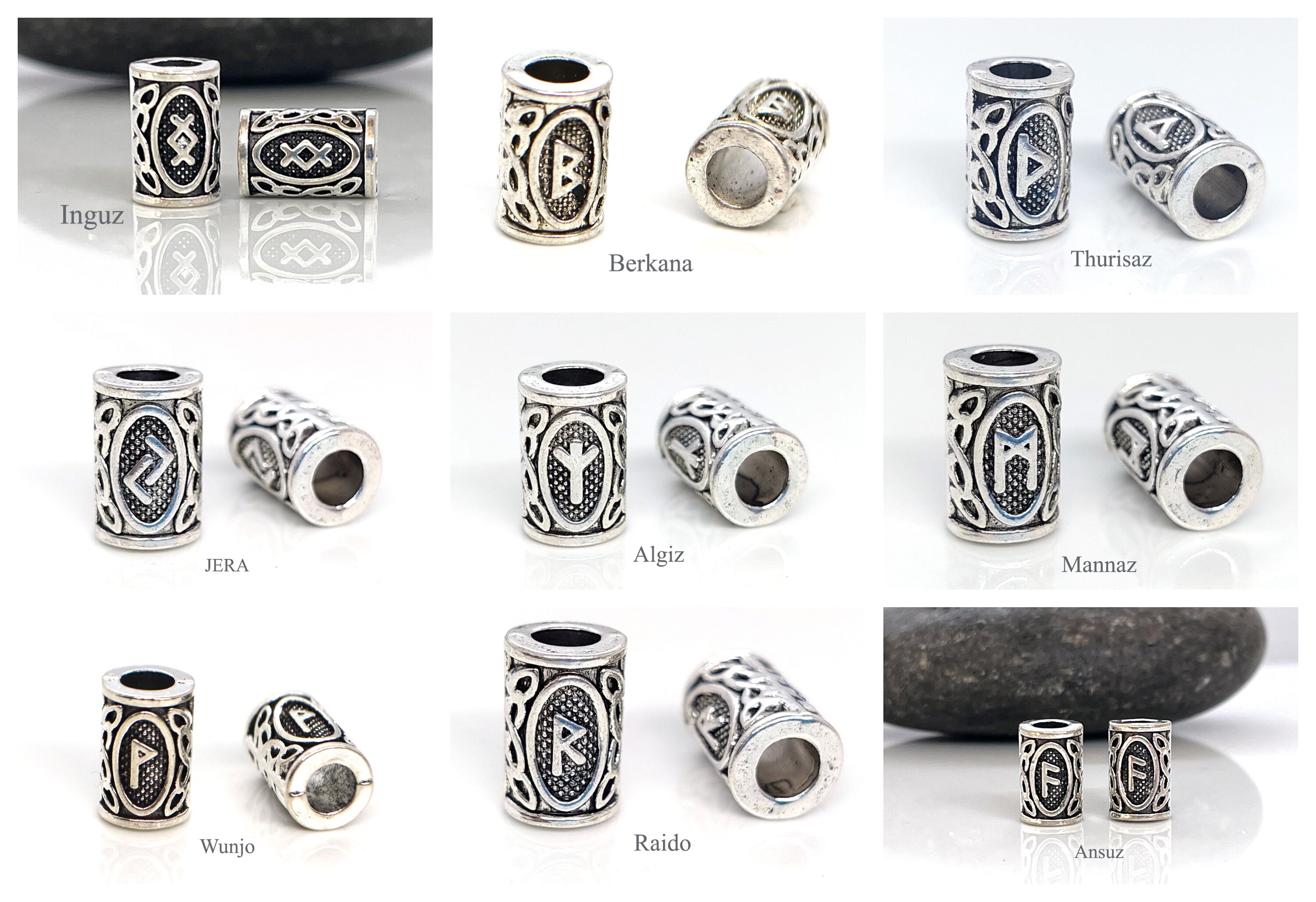 Rune Dread Beads, Celtic Rune Beads, Viking Beard, Viking Amulet, Runic ...