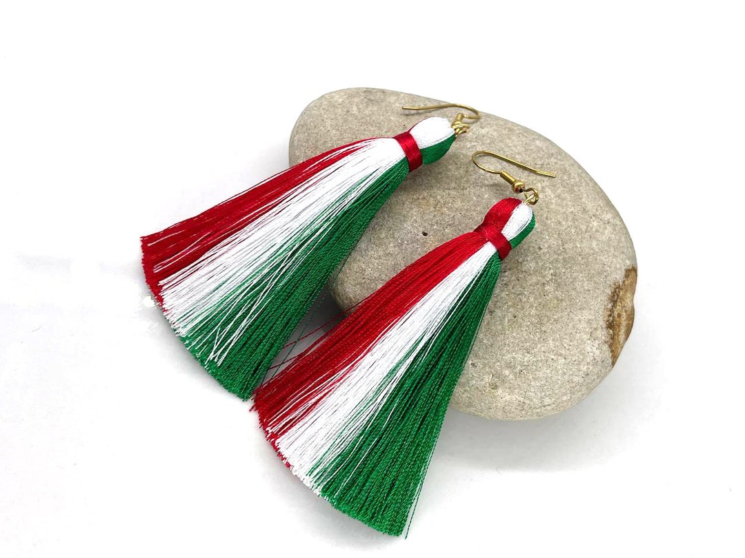 Italy Flag Earrings, Italian Jewelry, Green White Red Earrings, 3 ...
