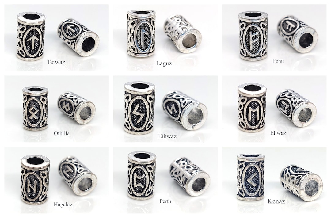 Rune Dread Beads, Celtic Rune Beads, Viking Beard, Viking Amulet, Runic ...